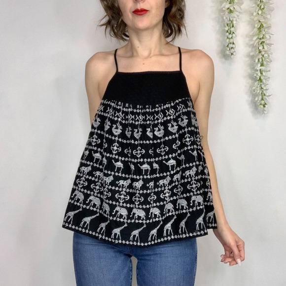 HD in Paris | Tops | Anthro Hd In Paris Black Embroidered Cami Trapeze ...